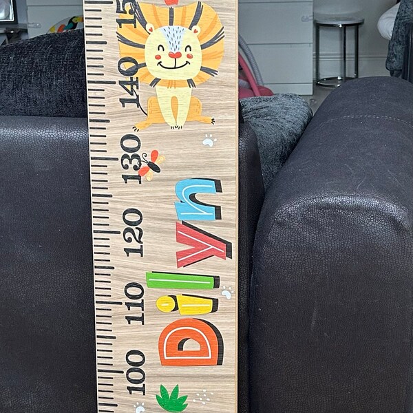 Personalised Lion Height Chart, Children's Growth Ruler, Keepsake in ...