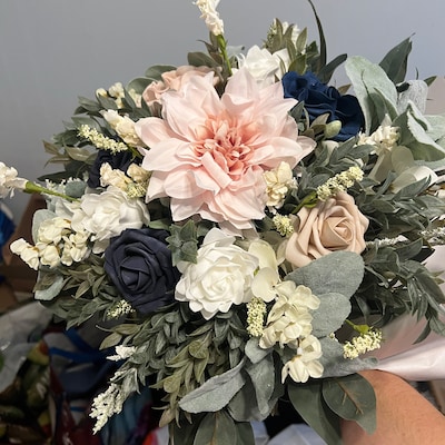 Light Dusty Rose and Dusty Blue Flowers, Bridal Bouquet, Mauve Wedding ...