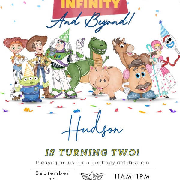 Two Infinity and Beyond | Digital Birthday Invitation | Kids Birthday ...
