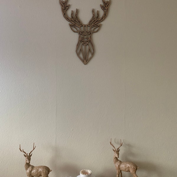 Geometric Stag Wooden Wall Art - Etsy UK