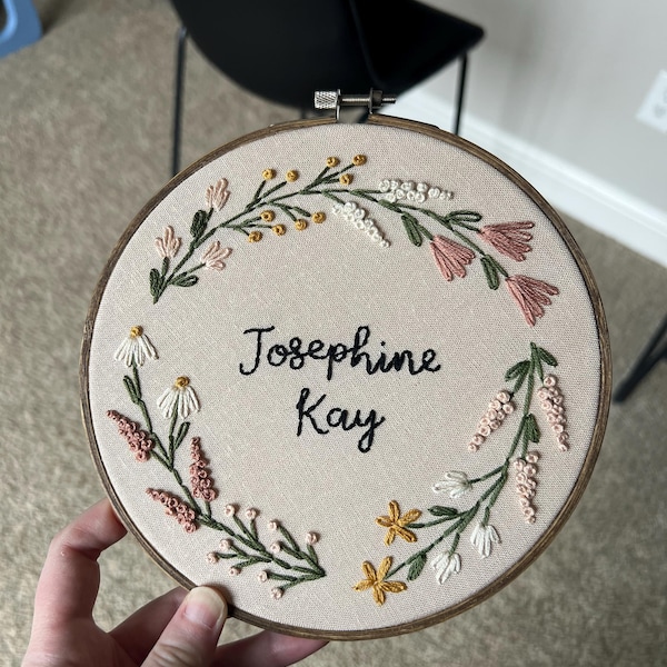 Custom Name Embroidery Hoop, Baby Name Embroidery, Nursery Wall Art ...
