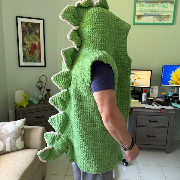 ADULT Dinosaur Vest Crochet Pattern | 2 Sizes: (xs-m) and (l-xxl ...