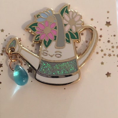 Kawaii Cute Enamel Pin, Flowers in Watering Can Enamel Pin With Little ...