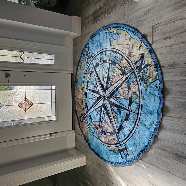 Compass Pattern Rug, Round Compass Rug, Nautical Rug, Medallion Rug ...