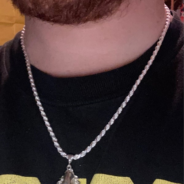 925 Sterling Silver Rope Chain Necklace Made in Italy, Silver Chain ...