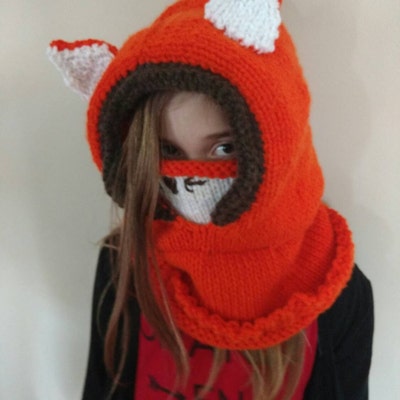 Fox Hooded Cowl KNITTING PATTERN Fox Snood Knit Pattern, Video Knitting ...
