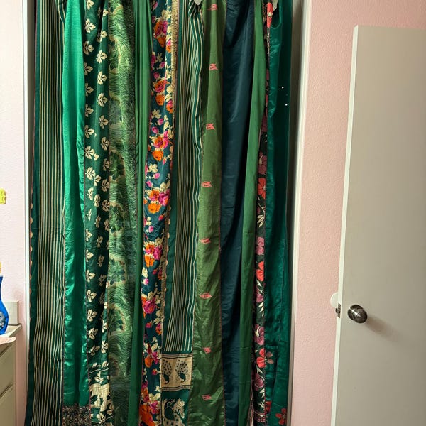 Vintagecotton Velvet Coral Orange Color Bird Print Luxury Curtain ...