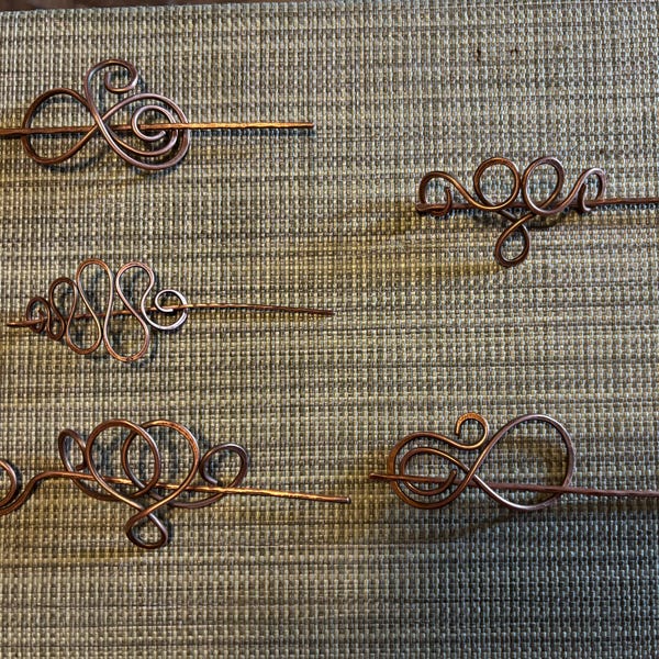 Copper Hair Pin Hair Stick, Wire Wrapped Hair Slide With Gemstone ...