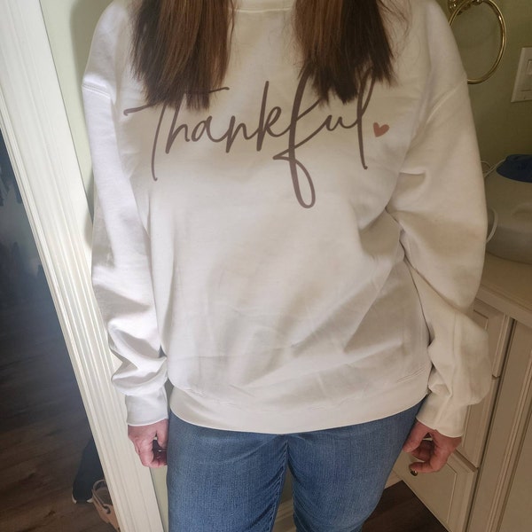 Thankful Sweatshirt, Cute Fall Sweatshirt, Women Thanksgiving ...