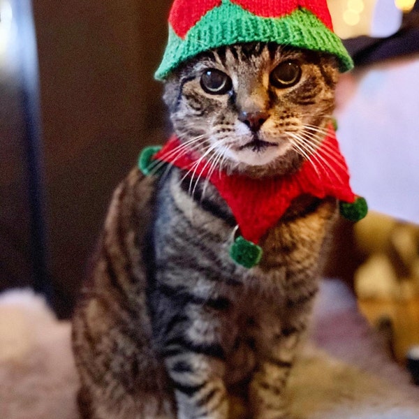 Elf Pet Costume, Christmas Costume for Cat, Elf Hat for Cats, Kitten ...