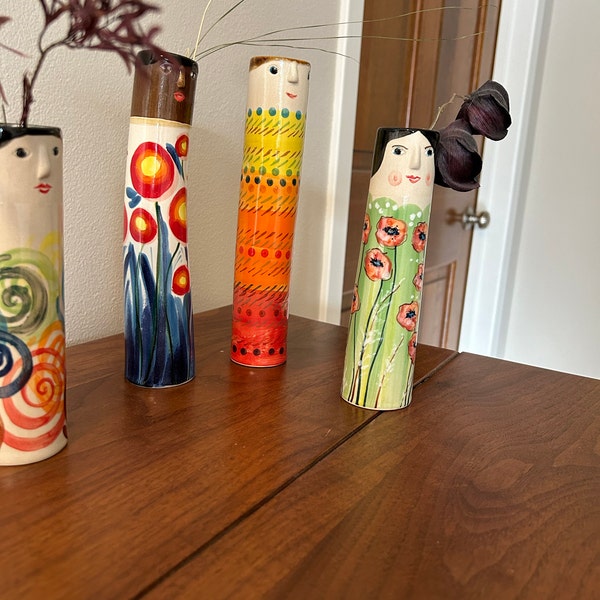 Crazy Family Ceramic Bud Vases • Pottery Vases for Dried Flowers ...
