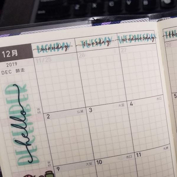 Days of the Week Script, Printable Planner Stickers - Etsy