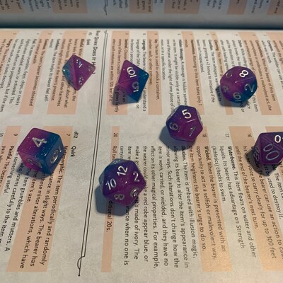 Tropics Ocean Blue, Purple and Pink Glittery D&D Dice, Dice Set for ...