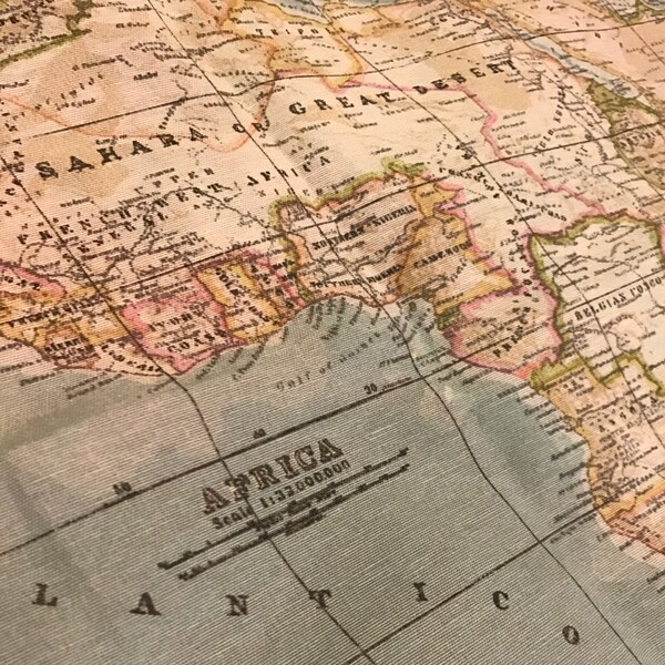 World Map Fabric, Map Fabric, World Fabric, Blue Fabric, Fat Quarter ...