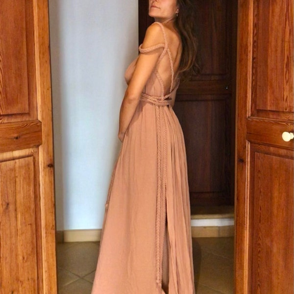 Dusty Pink Greek Goddess Dress • Regency Bridgerton Dress • Boho ...