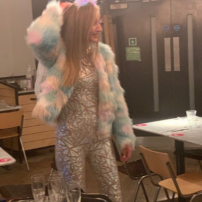 Glitter See-thru Mesh Catsuit Sparkly Black/navy Geometric Gems Spandex ...