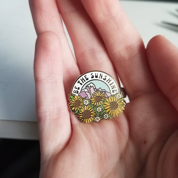 Be the Sunshine Enamel Pin - Mountains Outdoors Nature Sun - Hat Pin ...