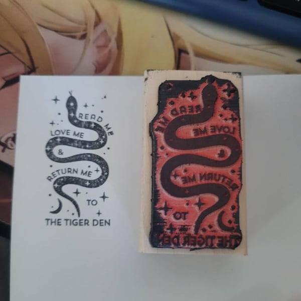 Snake Library Stamp, Custom Self Inking Ex Libris Stamp, Book Plate ...