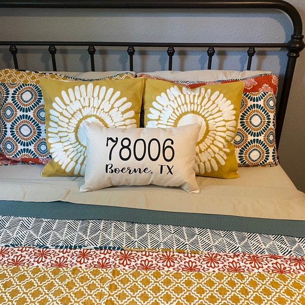 Personalized Zip Code Pillow/coordinates Pillow/farmhouse Pillow Cover ...