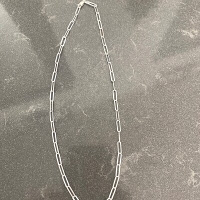 Paperclip Chain Necklace, 925 Sterling Silver Paper Clip Chain Necklace ...