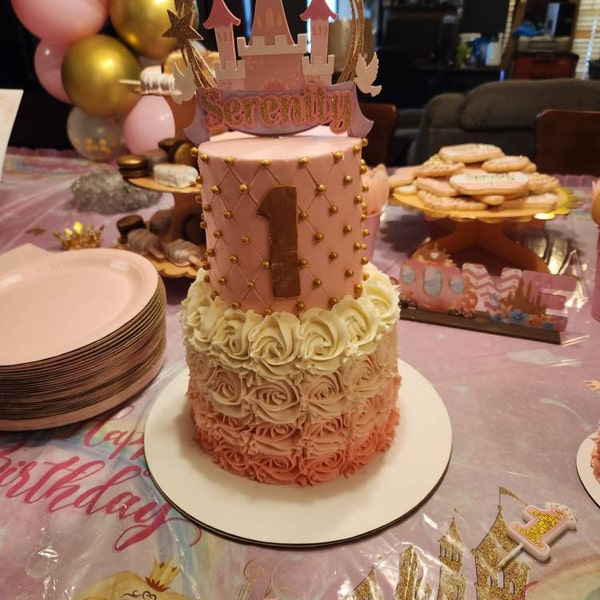 Princess Castle Cake Topper | Personalized Birthday Party Decor | Pink ...