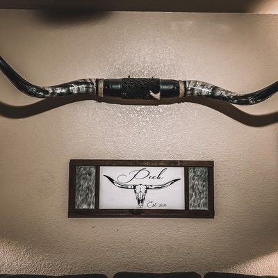 Genuine Cowhide Wood Sign, Customizable Rustic Sign, Rustic Decor ...