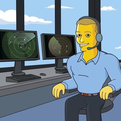 Air Traffic Controller Gift Custom Portrait as Yellow Cartoon Character ...