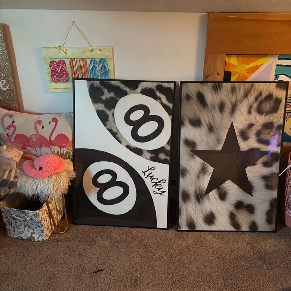 Set of 3 Leopard Prints, Lucky 8 Ball Cheetah Poster, Preppy Funky Y2K ...