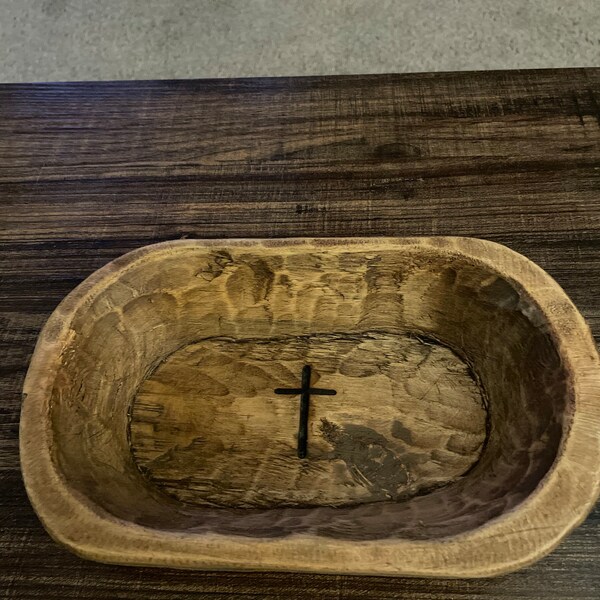 Hand Carved Wood Prayer Bowl With Cross and Scripture Cards - Etsy