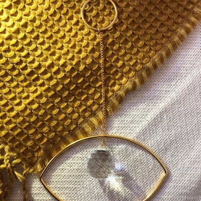 Evil Eye Nazar Mati Gold With Crystal Decoration Window - Etsy