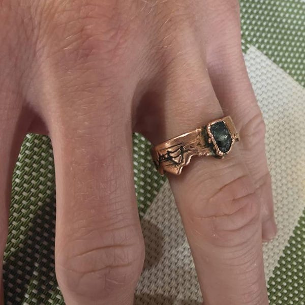 Raw Emerald Mountain & Tree Ring, Promise Ring for Him, Adventure Time ...