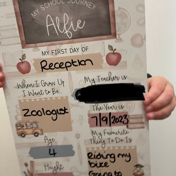 Personalised First Day of School Sign - School Journey Sign - First Day ...