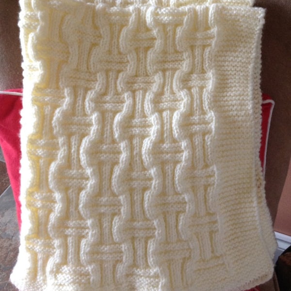 Knitting Pattern Baby Blanket Reversible Basketweave Blanket Improving ...