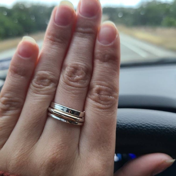 Gold and Silver Rings (3) Stacking Rings, 14k Gold, Sterling Silver ...