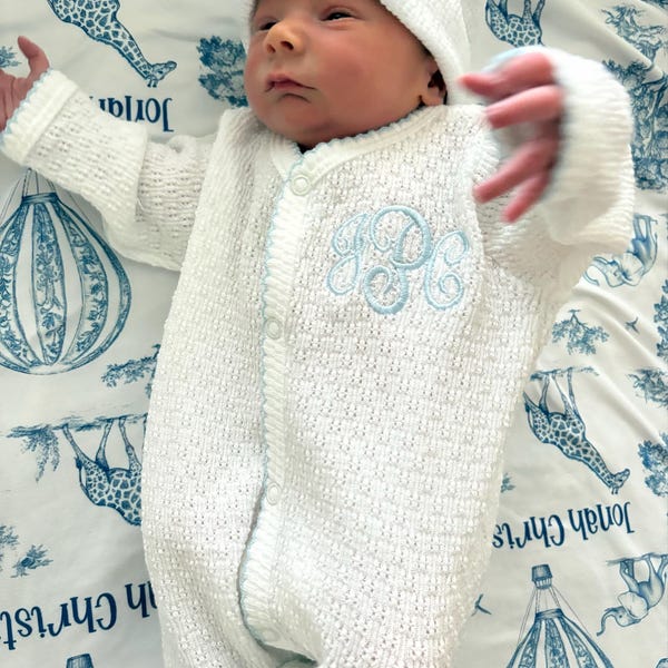 Baby Boy Coming Home Gown Personalized Baby Gift, Monogrammed Take Home ...