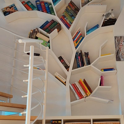 Farmhouse Wooden Tree Bookcases, Rustic Tree Branch Bookshelves ...