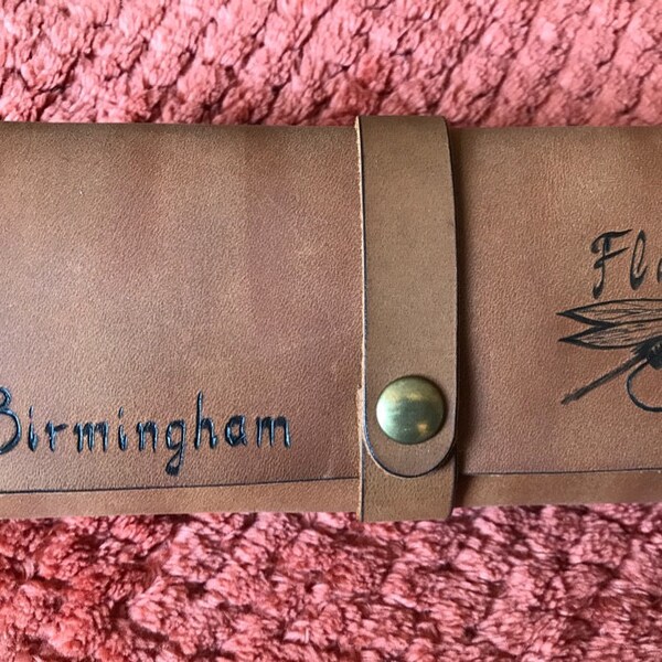 Personalized Leather Fly Fishing Wallet With Sheep Skin -fishing ...