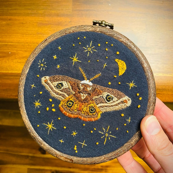 Magical Moth Friend: Hand Embroidery Pattern. Thread Painting Tutorial ...