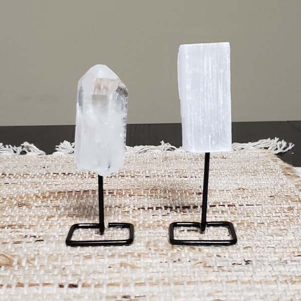 Selenite Stone on Metal Stand, Selenite Mini Pin, Healing Selenite on ...