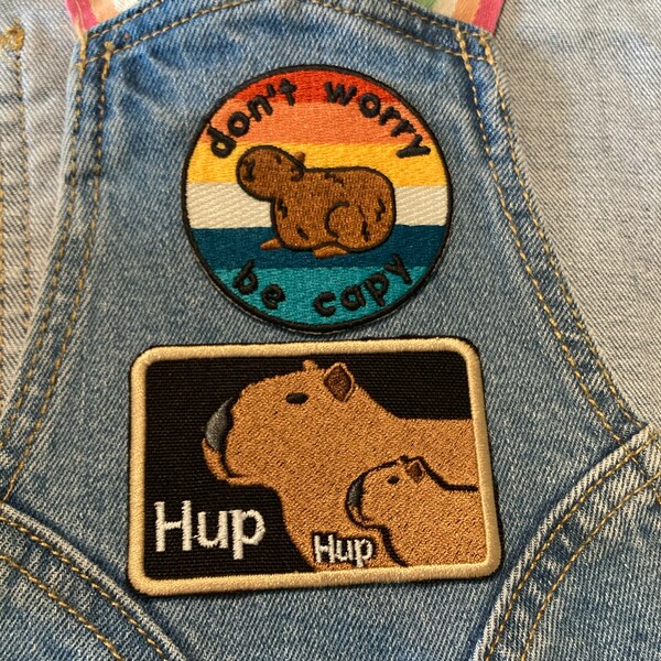 Hup Hup! - Cute Capybaras - High Quality Shiny Iron on Patch. - Etsy