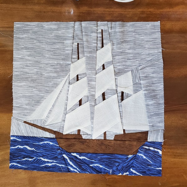 Sailing Yacht Quilt Block Pattern: 12" FPP (PDF Download) - Etsy