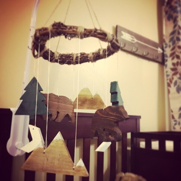 Woodland Lumberjack Mobile - Bear Mountain - Baby Mobile for Nursery - Etsy