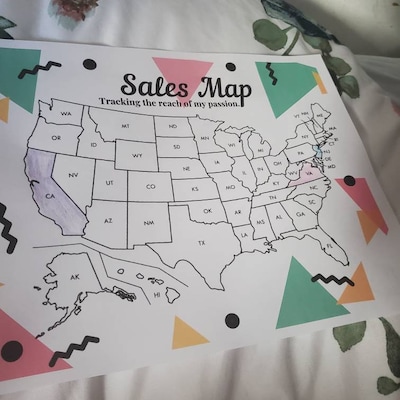 Sales Map Tracker Printable United States Etsy Sales Map, Goal Map ...