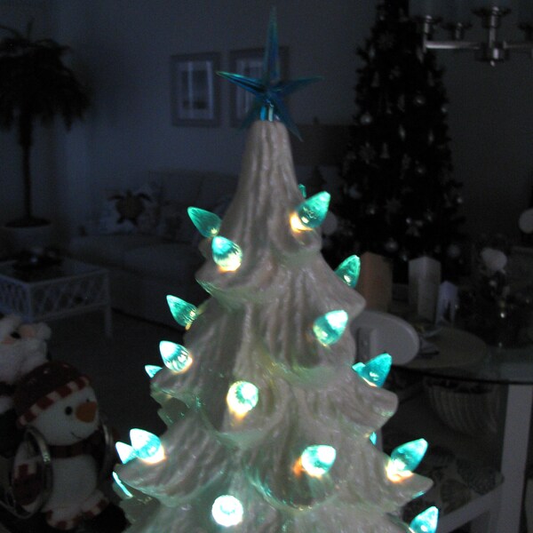 Small Ceramic Tree Star Topper. Aqua, Blue, Clear, Green, Orange, Pink ...
