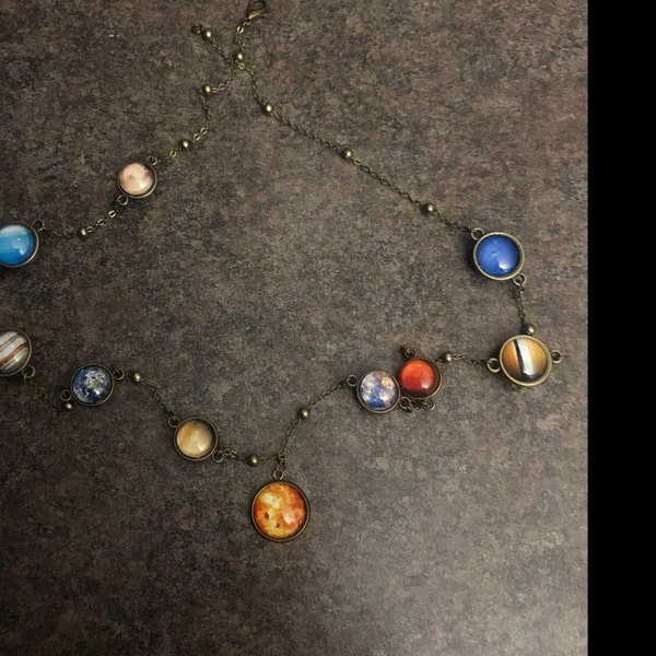 Planet Necklace, Necklace With Planets, Solar System Necklace, Solar ...
