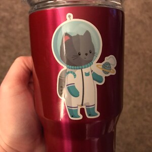 Cat Space Sticker, Vinyl Stickers, Laptop Decal, Cat Gift for Her, Cute ...
