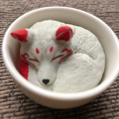 Tea Fox / Teacup Fox oinari White Fox Handmade Resin Art, Animal ...