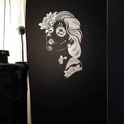 Day of the Dead Wall Decal ROSES GIRL Vinyl Sticker Art Decor - Etsy
