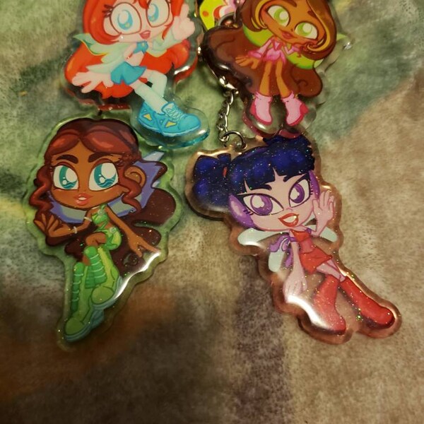 Winx Club Glitter Acrylic Keychains - Etsy
