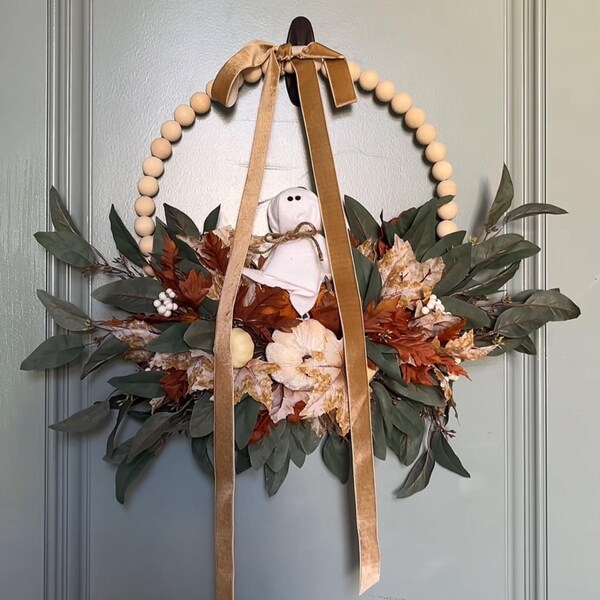 Neutral Fall Corn Husk and Pampas Grass Wreath, Camel Caramel Orange ...